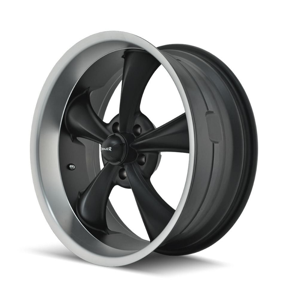 (Set-4) Ridler 695 17x7 5x4.75 0mm Black Machined Wheels Rims 17 Inch ...