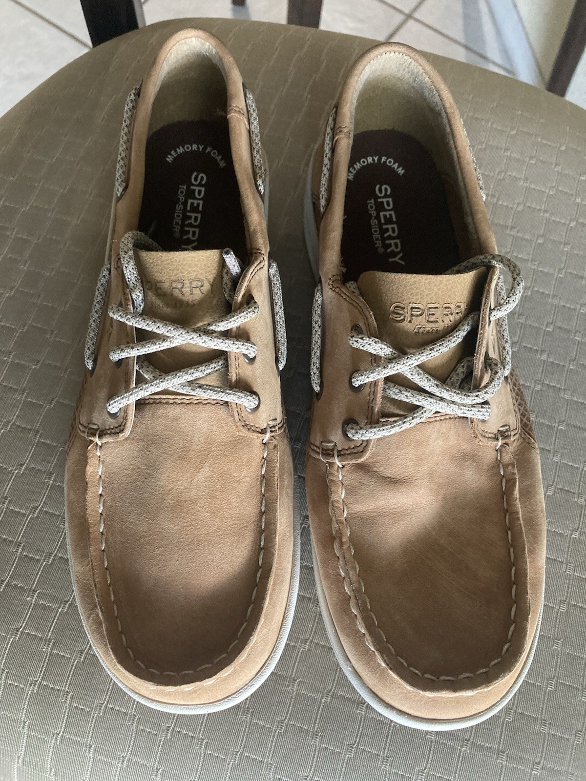 Sperry Gamefish Memory Foam Leather Light Brown Boat Shoes Size W8 ...