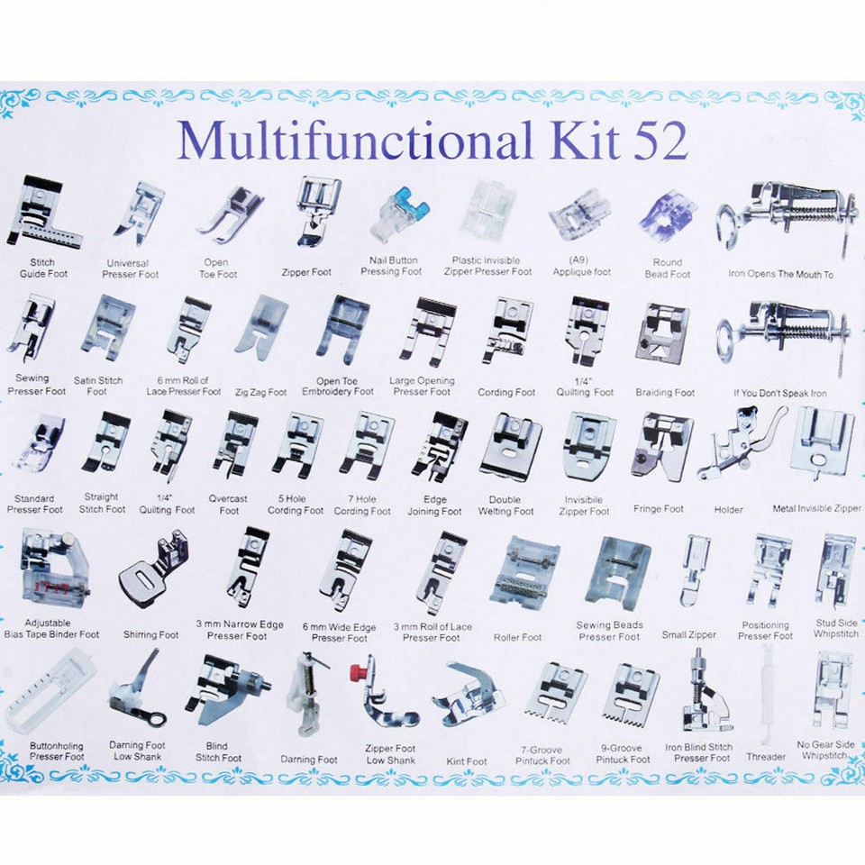 52pcs Domestic Sewing Machine Presser Feet Set for Brother,Babylock ...