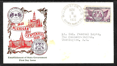 775 3c Stamp (1935) MICHIGAN CENTENARY FDC (2ND DAY) - TOP NOTCH - 775 ...
