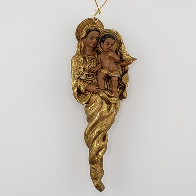 Black Madonna Christmas Tree Ornament Mary Jesus Gold Robes Resin 5.5 ...