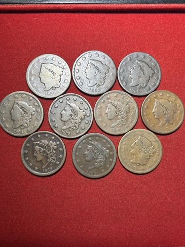 United States Large Cent Lot (10) Pieces All From 1830-1839 Free ...