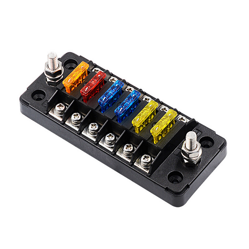 6-Way Auto Car Power Distribution Blade Fuse Holder Box Block Panel 12 ...