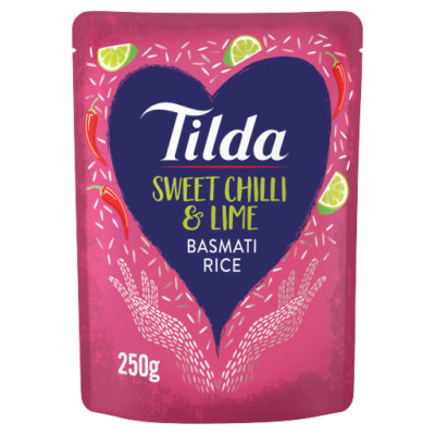 TILDA STEAMED SWEET CHILLI & LIME BASMATI RICE BUY 4 OR 6 PACKS UK ...