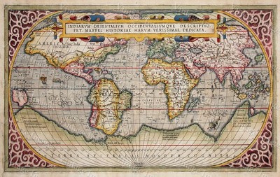 large historic 1589 WORLD MAP OLD ANTIQUE STYLE WALL MAP FINE art print ...