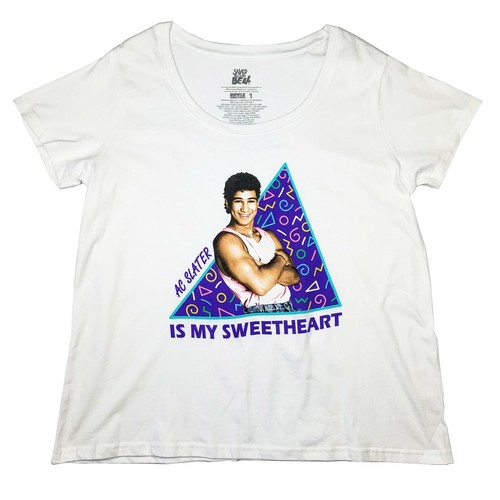 SAVED BY THE BELL AC Slater Women's Scoop Neck T-shirts White Size XL ...