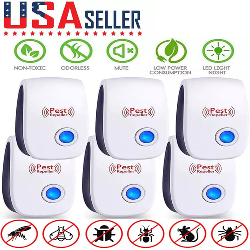 6 pcs Ultrasonic Pest Repeller Control Electronic Repellent Mice Bug ...