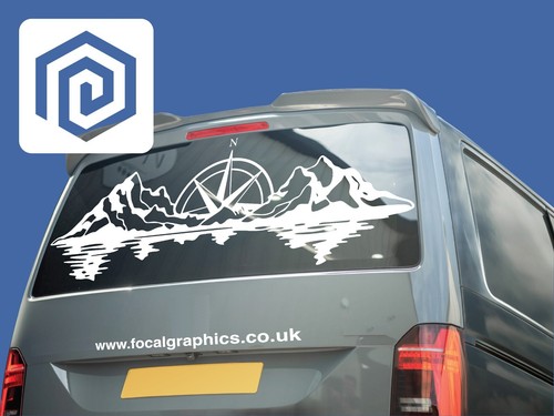 XL Mountain Compass Scenic Vinyl Decals For Camper Van Caravan Sticker ...