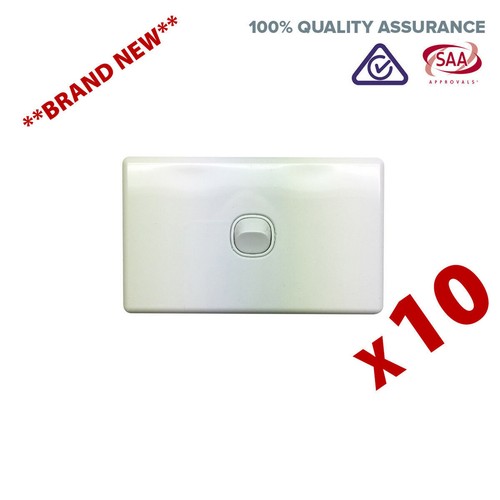 10X 1 Gang Wall Light Switch Slim White Electrical Switchboard 10 Pcs ...