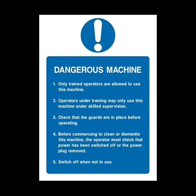 Dangerous Machine Rigid Plastic Sign OR Sticker - A6 A5 A4 (FP36) | eBay UK