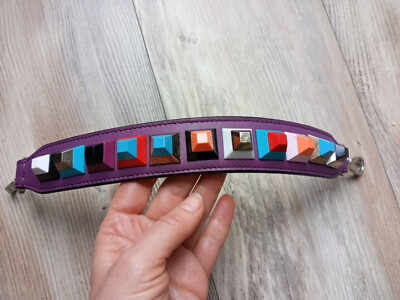 NWOT Leather Purple Mini Short Top Handle Strap Multicolor Resin ...