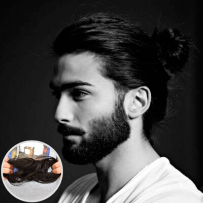 Men Alpha 100% Remy Human Hair Buns Half Circle Hair ball Fluffy Buns ...