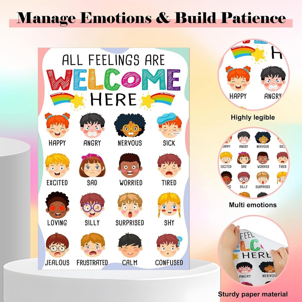 Kids Emotions Chart Classroom Poster 11.2x16.5in Educational Feelings ...