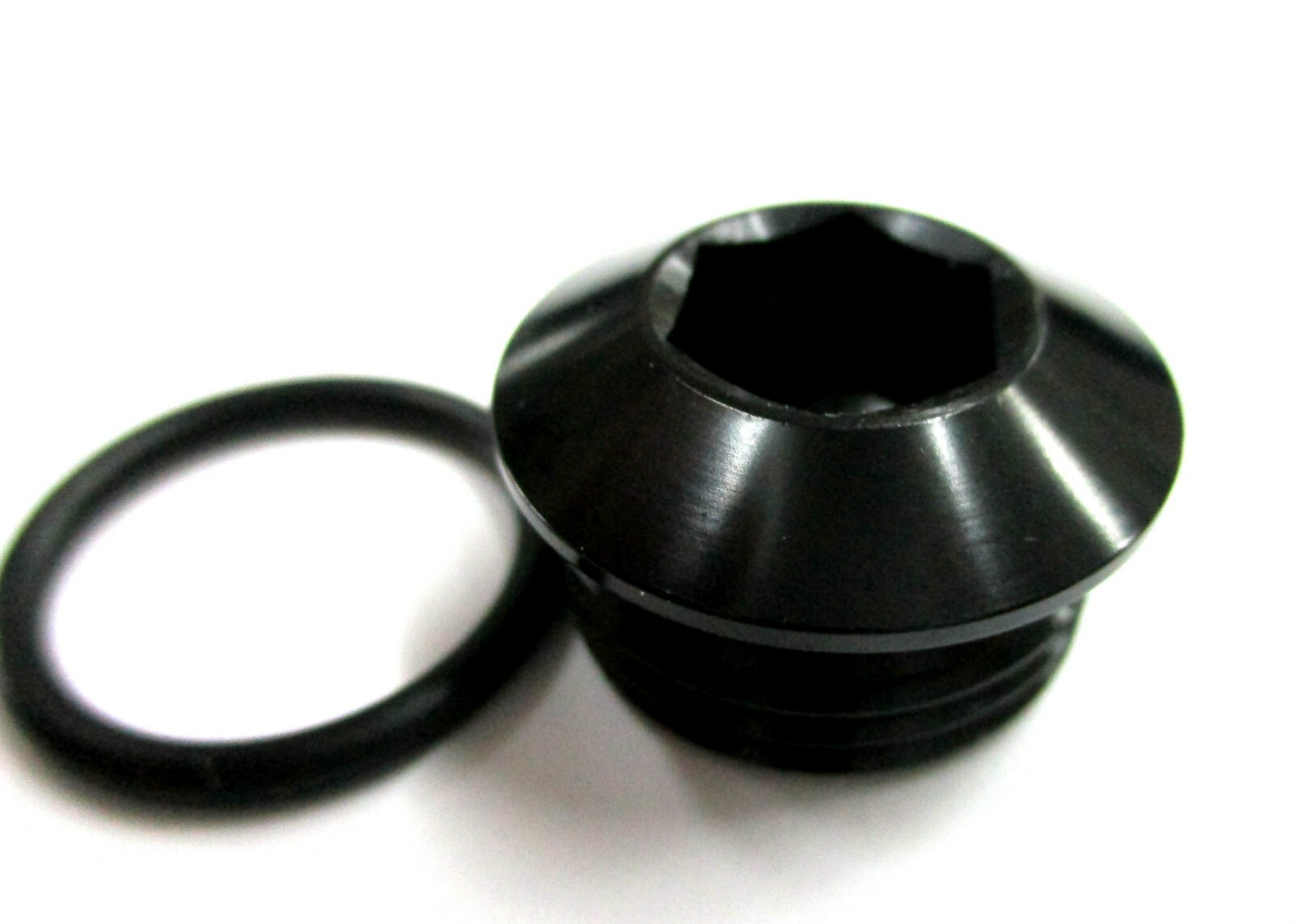 10 an slim line Lightweight o ring boss port plug Polished black ...