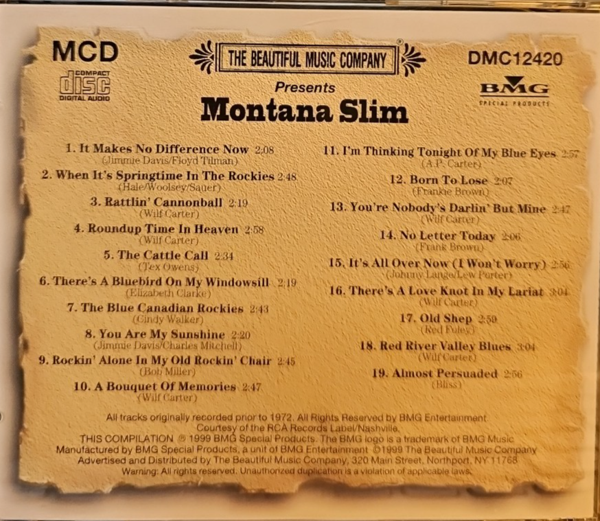Montana Slim "Wilf Carter" CD #19 | eBay