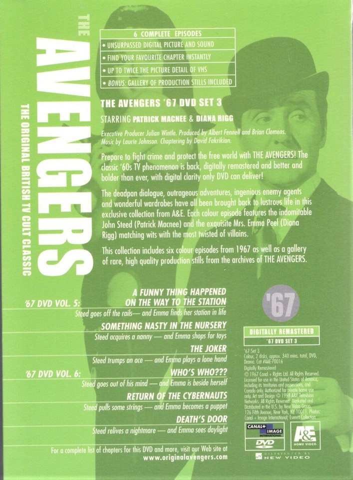 THE AVENGERS '67 Set 3 Vol 5 & 6 (DVD, 1998) NEW! Old Store Stock 733961700169| eBay