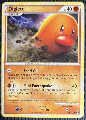 Diglett 61/102 Pokemon English HeartGold & SoulSilver Triumphant 2010 ...