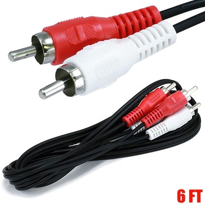 6FT 2-RCA Male to Male Stereo Audio Composite Cable L R Plug Cord HDTV ...