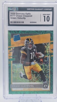 2020 Chase Claypool Donruss Optic Green Velocity RC #177 CGC 10 Gem ...