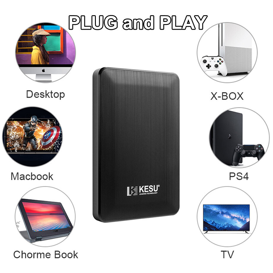 Portable External Hard Drive Memory HDD USB3.0 for Windows PC Ps4, Plug ...