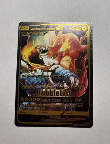 Black Foil Fan Art Display Card Collection Charizard & Blastoise Tag ...