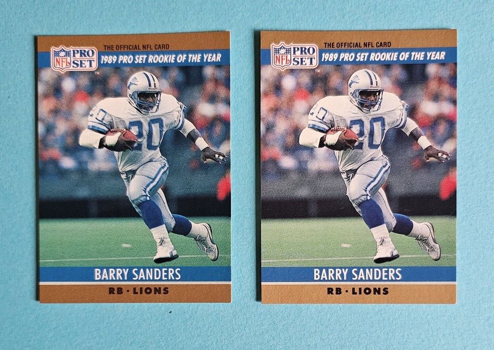 1989 Pro Set Rookie Of the Year Barry Sanders 1990 Rare Blank Back ...