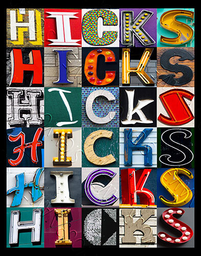 HICKS Name Poster featuring photos of actual sign letters | eBay