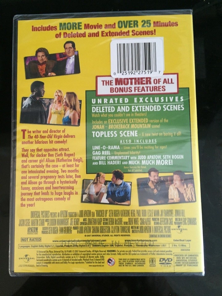 NEW IN PACKAGE KNOCKED UP MOVIE WIDESCREEN DVD NOT RATED 25195010917| eBay