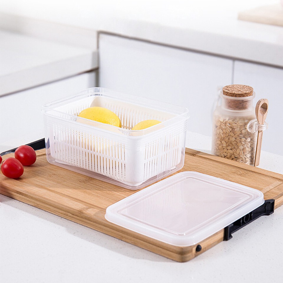 Salad Crisper Kitchen Storage Box Fridge Storage Boxes Fruit Fresh Box ...