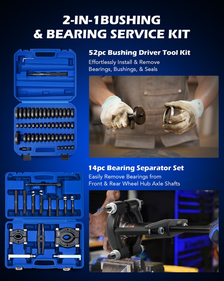 OMT 2 in 1 Custom Bushing Driver & 5 Ton Bearing Separator Splitter ...