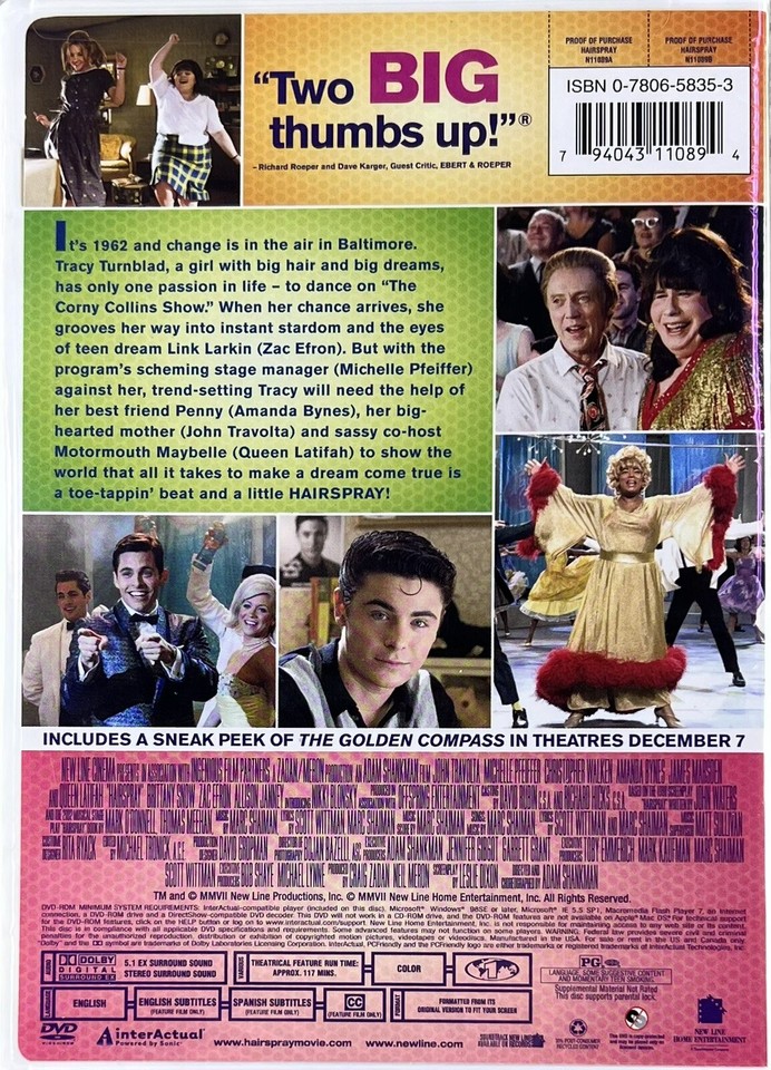 Hairspray (DVD, 2007, Full Frame) 794043110894 | eBay