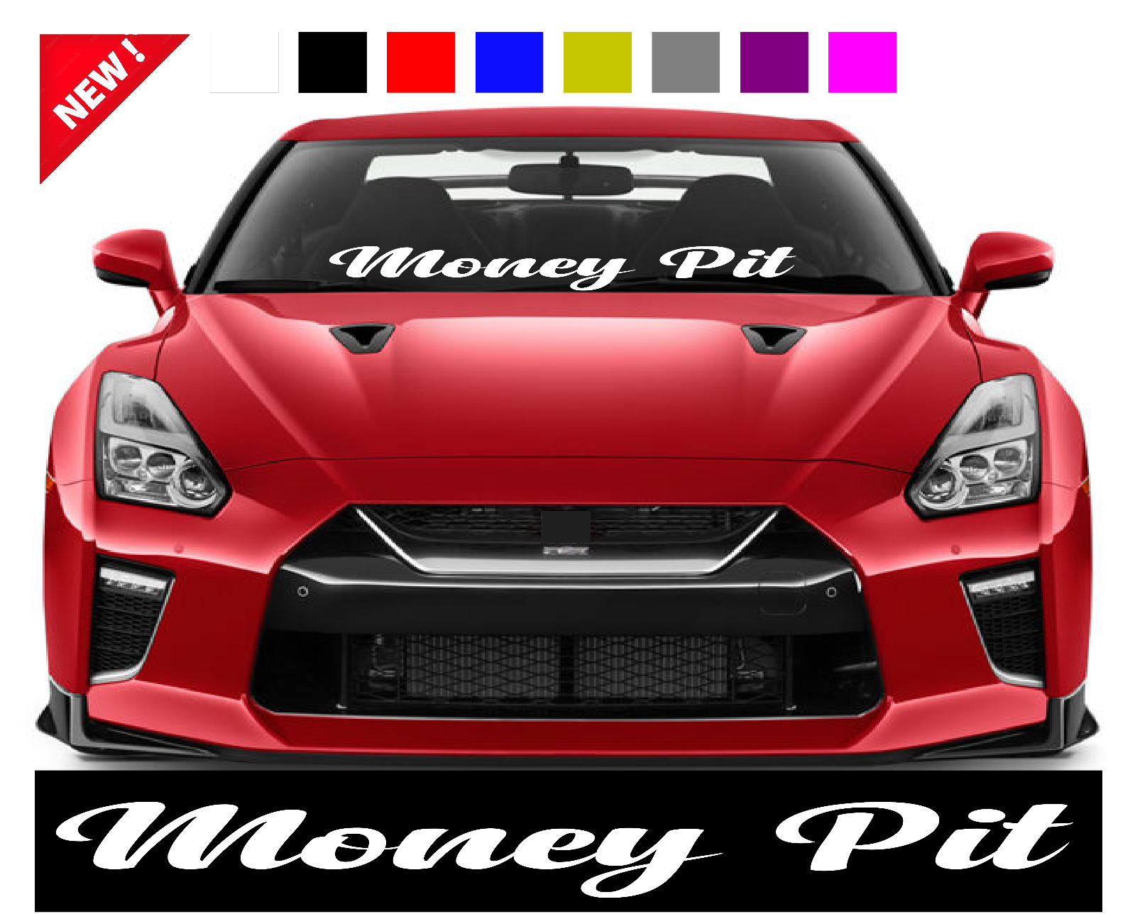 MONEY PIT WINDSHIELD BANNER STICKER DECAL VINYL EURO BOOST RACING TUNER ...