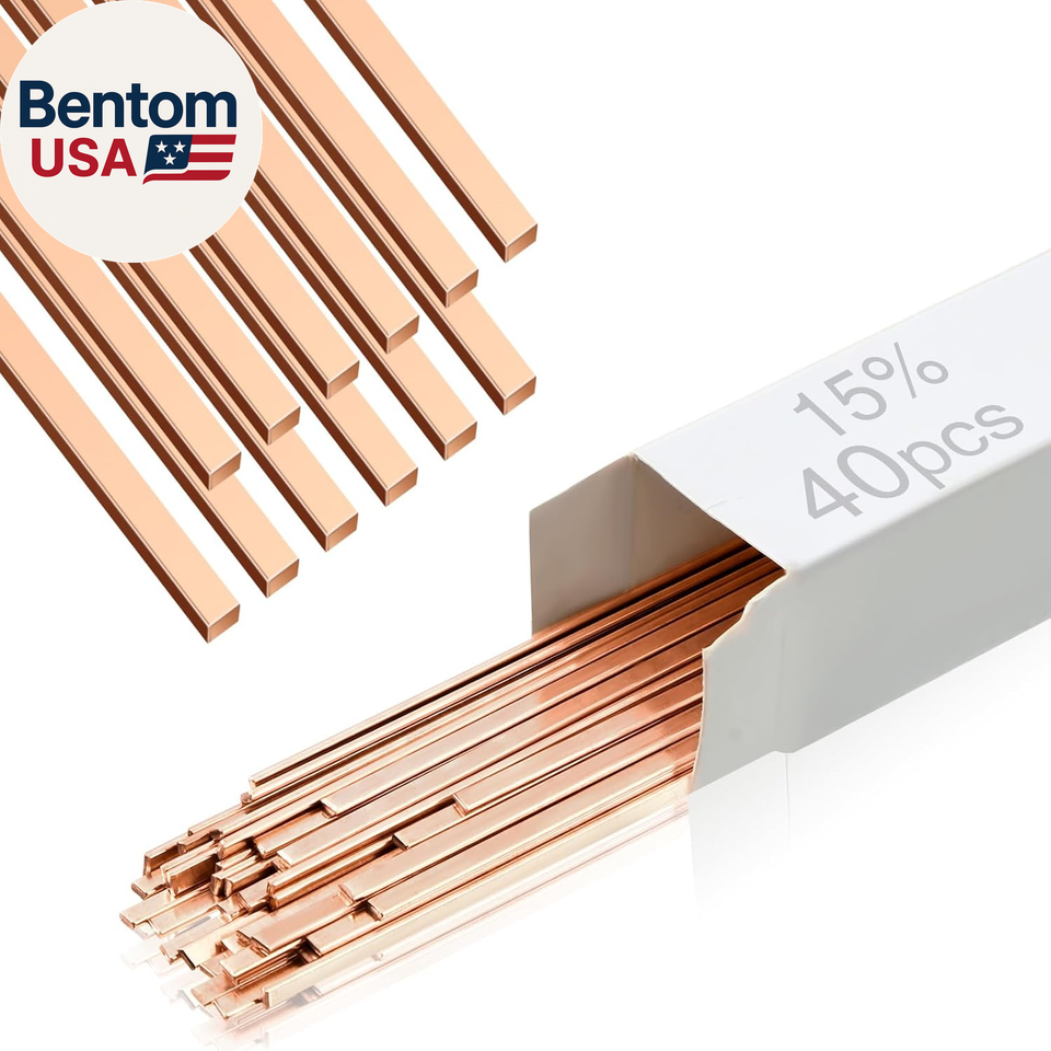40 Sticks Brazing Rods AWS Bcup-5 15% Silver Solder Phos Copper Brazing ...