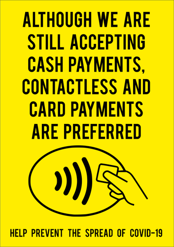 CONTACTLESS AND CARD PAYMENTS PREFERRED STICKERS AND FOAMEX SIGNS- A5 ...