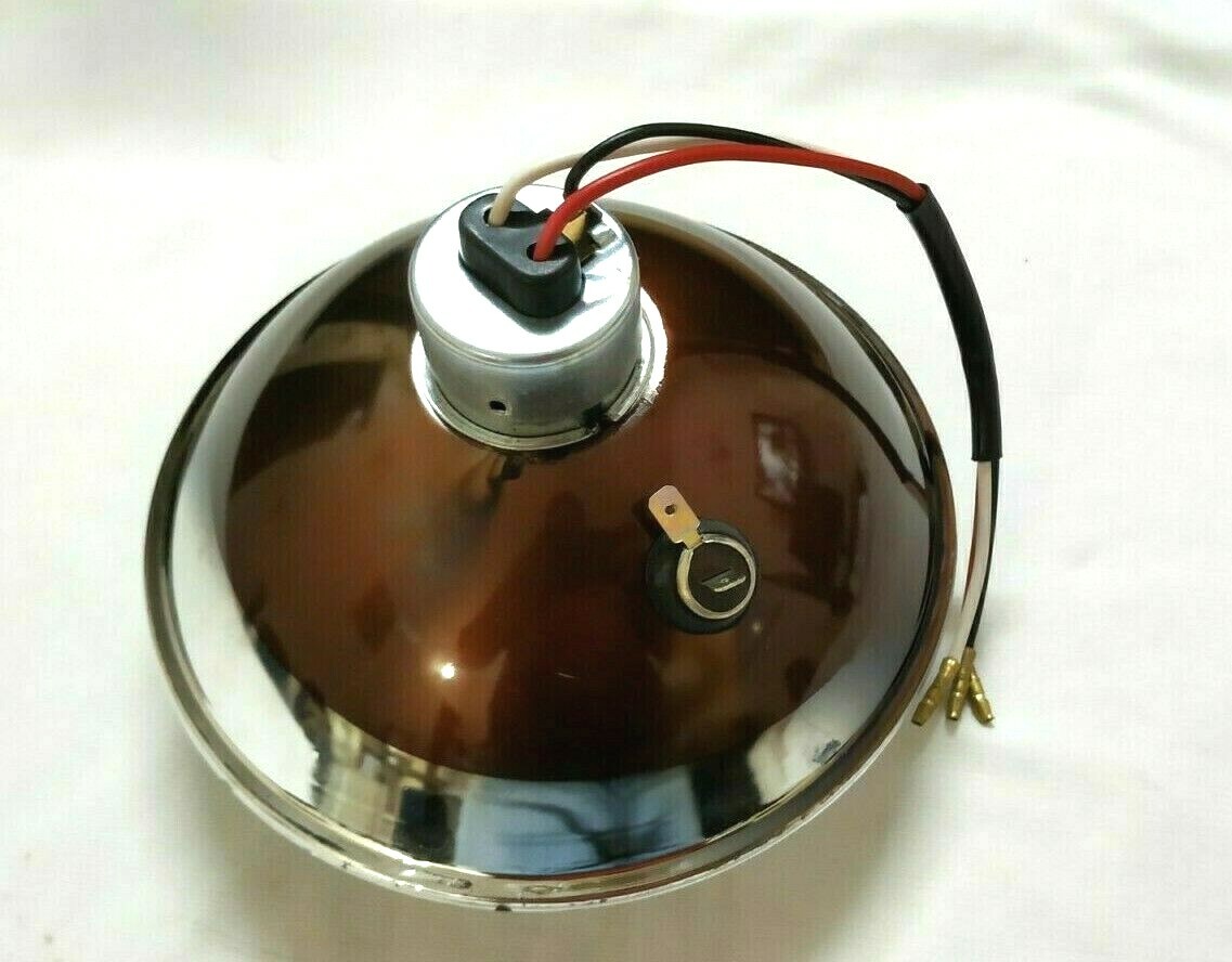 REPRO' 7" HEADLIGHT + PILOT LIGHT. "LUCAS" MARKED LENS + HOLDERS + 12v ...