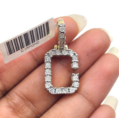 Real 10k Gold Natural Diamond Letter C Initial Alphabet Charm Pendant ...