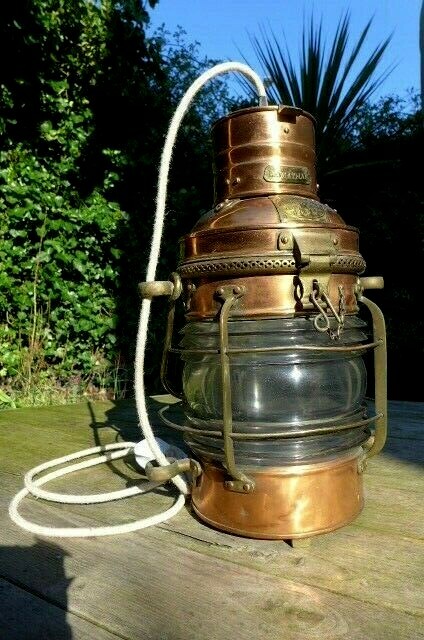 Davey's Patent Copper Brass XL Ship Lamp Nautical Marine Loft Home Lamp ...
