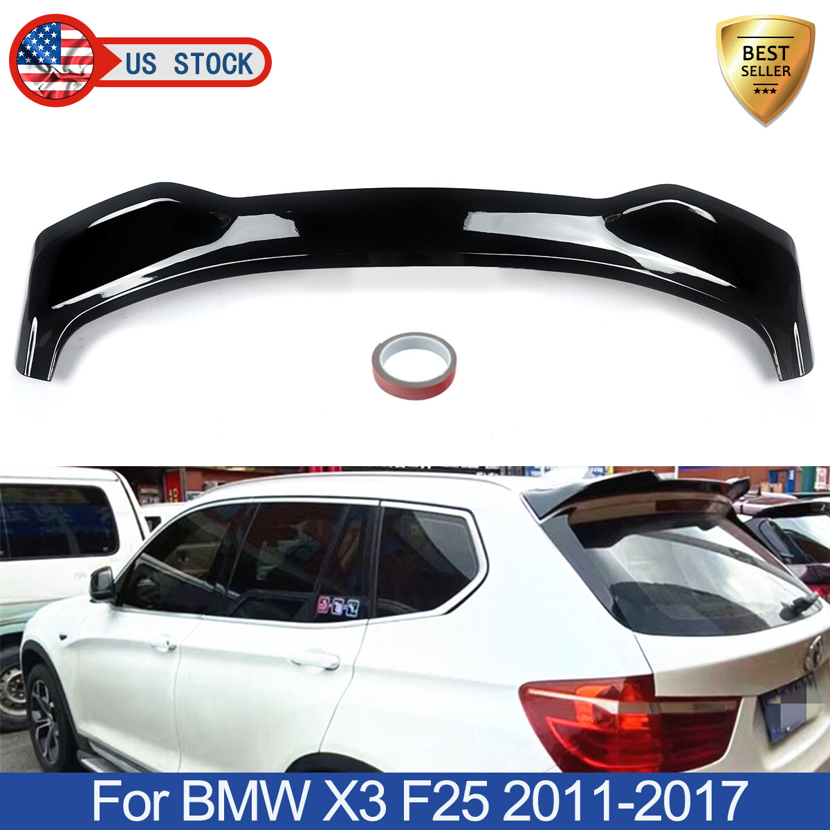 For BMW X3 F25 2011-2017 X3M Style Gloss Black Rear Trunk Roof Spoiler ...