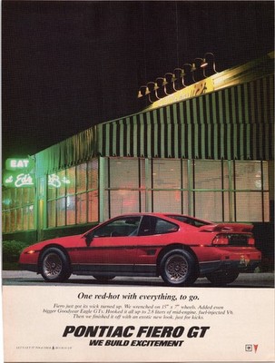 Pontiac Fiero GT 1986 Original Print Ad Red Mid-Engine Sportscar | eBay