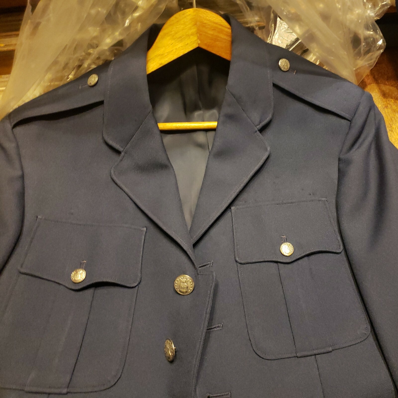 VINTAGE USAF US Air Force Blue Dress Jacket Coat POLYESTER 38R Vietnam ...