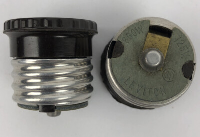 2 x Outlet to Medium Base Light Socket Adapter Brown 125V 660W LEVITON ...