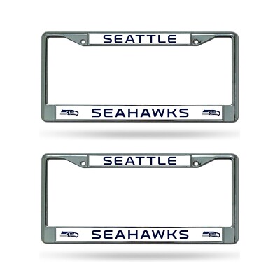 Football Seattle Seahawks Metal Chrome Auto Tag License Plate Frame - 2 ...