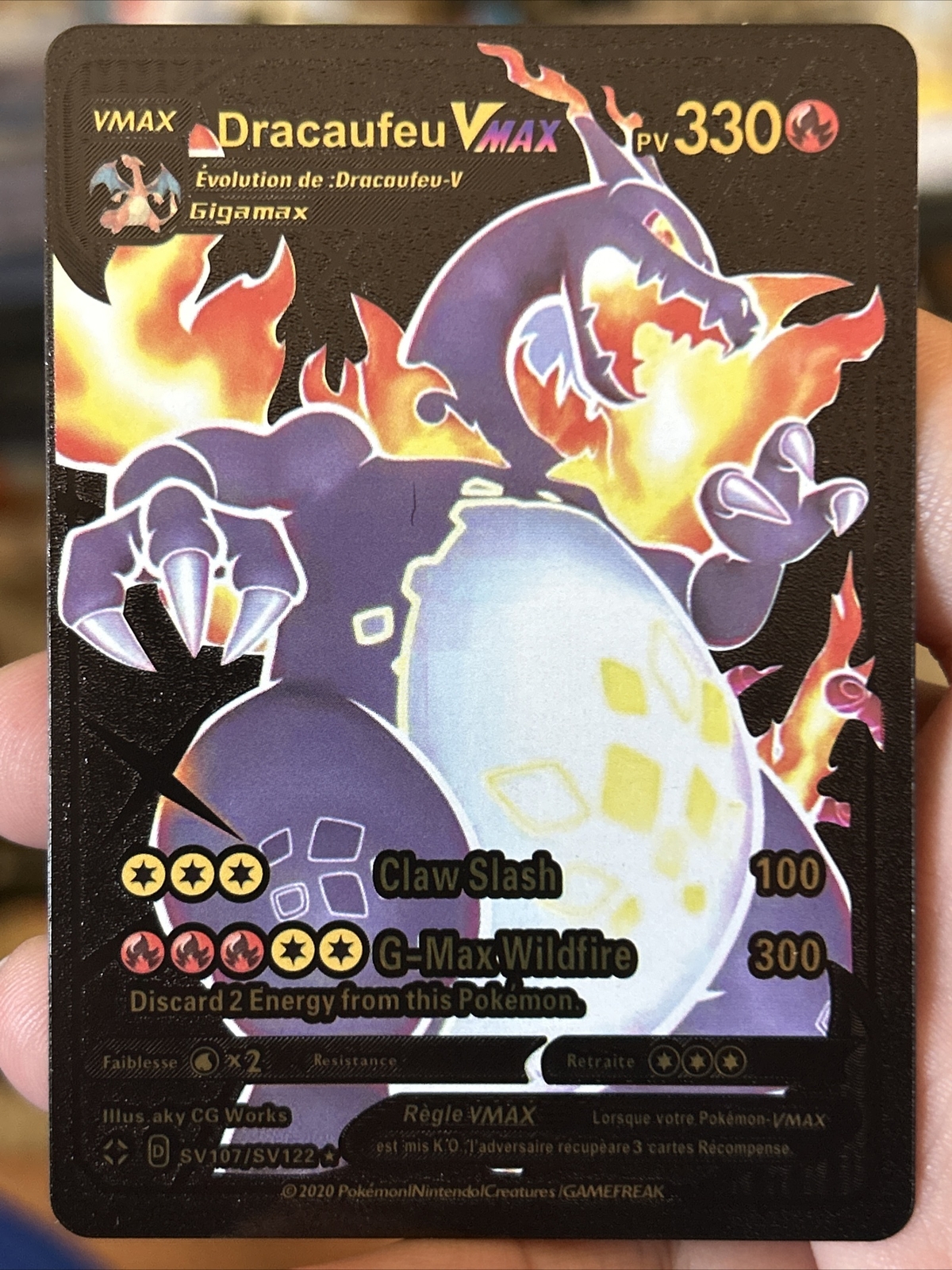 Pokemon Charizard VMAX SV107/SV122 HP 330 Full Art Black Foil Fan Art ...