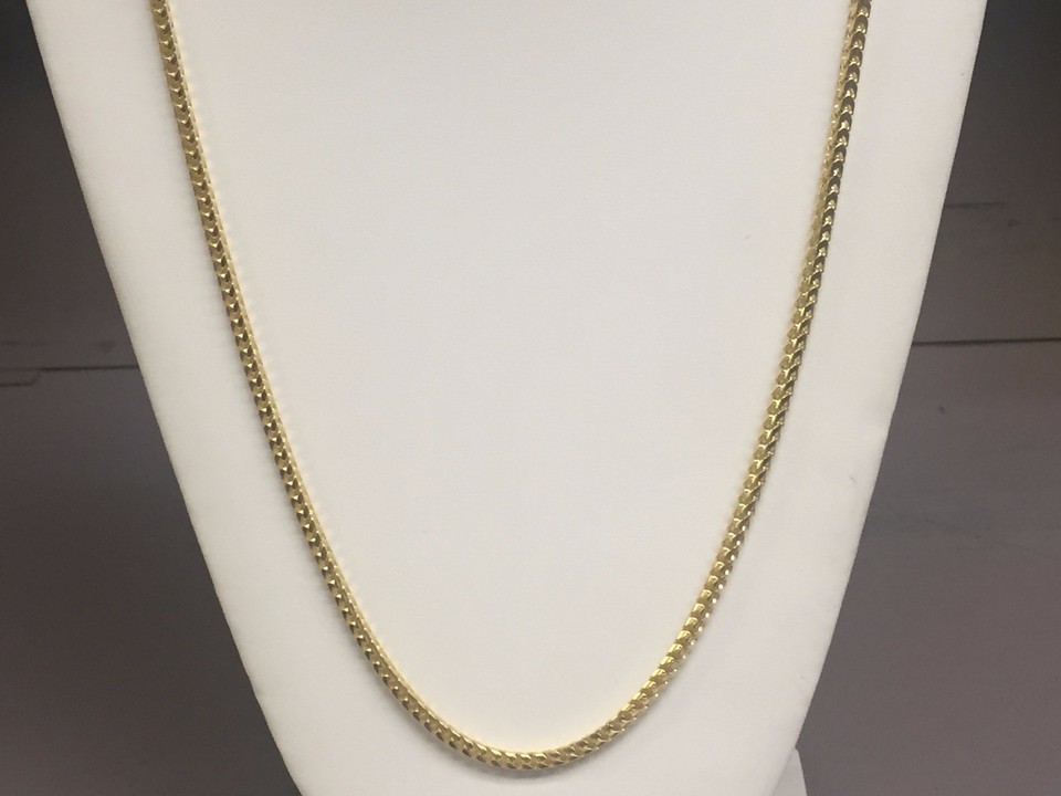 14k Yellow Gold 24" Mens Solid D/C Franco Curb Link 4 mm 50 Grams Chain ...