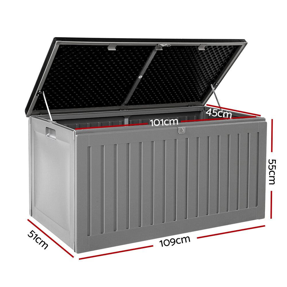 Outdoor Storage Box 270L Polypropylene Bench Seat Lockable Lid Garden ...