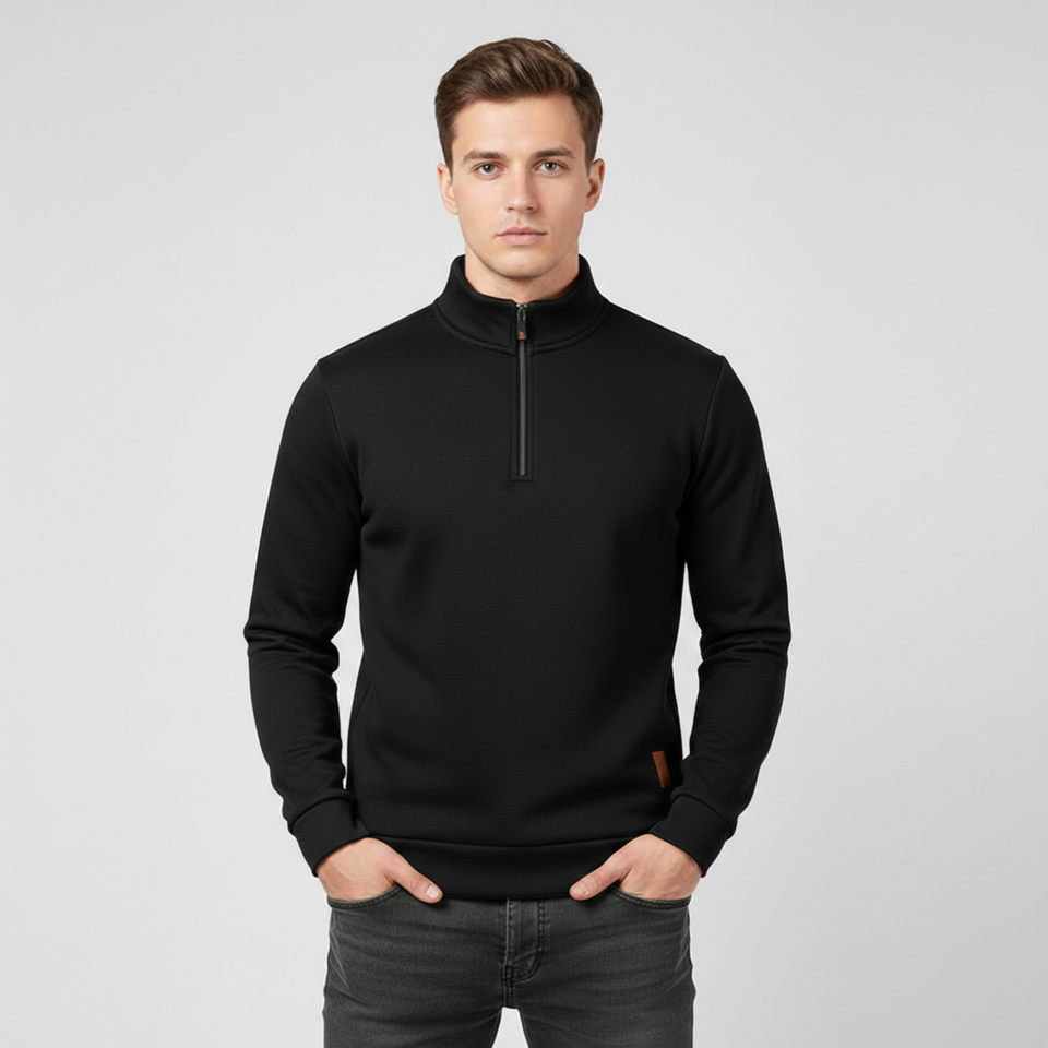 Men’s Spring Thick Half-Zip Sweatshirt Outdoor Solid Turtleneck ...