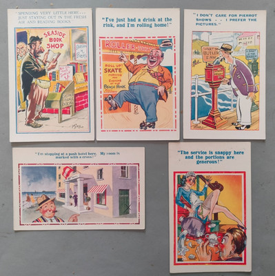 5 x vintage Comic Postcards by Inter Art Comique Series - all unposted ...