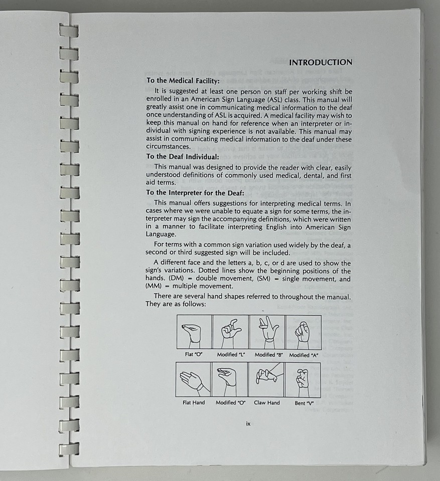 Medical Sign Language by W. Joseph Garcia - 1983 Spiral PB Pub. Charles ...