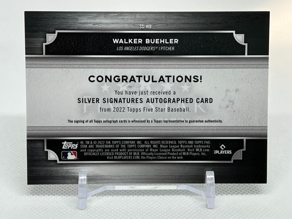 Walker Buehler 2022 Topps Five Star SILVER SIGNATURES Green Auto ...