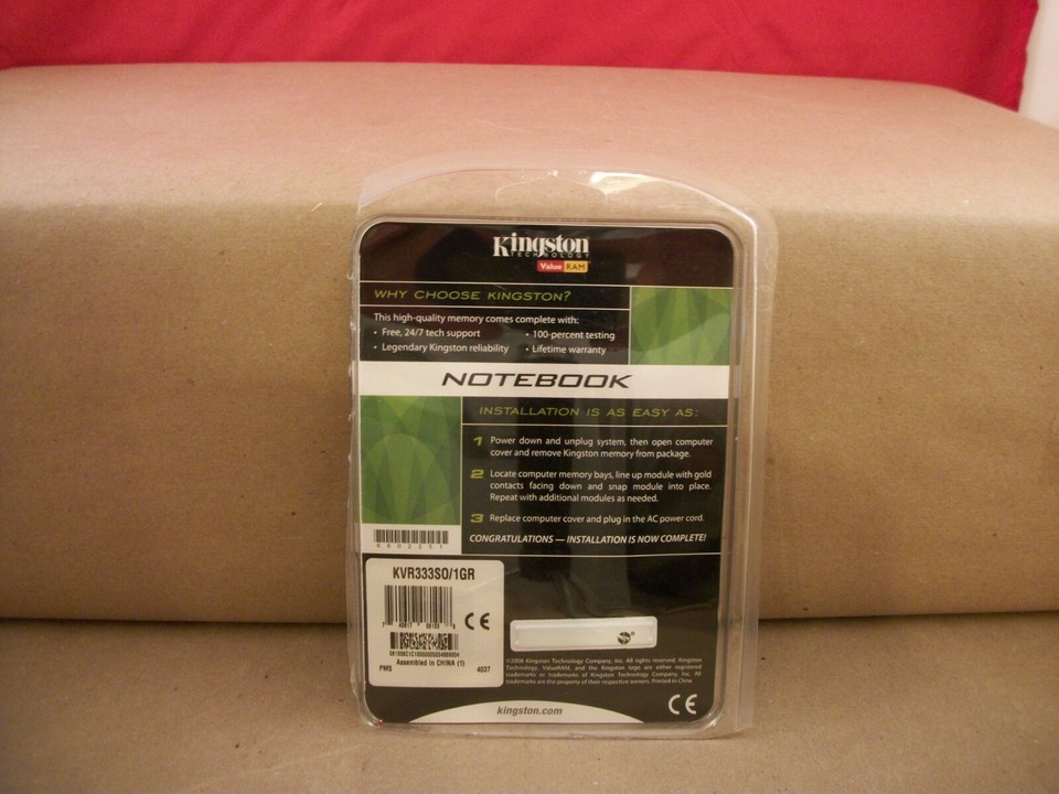 New Kingston NoteBook 1GB DDR PC2700 333MHz Ram - KVR333SO/1GR ...